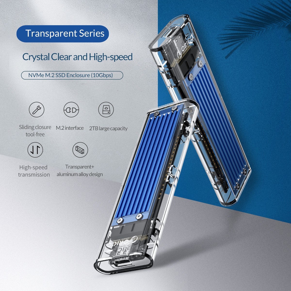 Orico NVMe M 2 SSD Enclosure 10Gbps Blue HDD Enclosure Orico