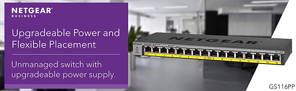 Netgear 16-port Gigabit Ethernet Unmanaged PoE/PoE+ Switches - GS116PP ...