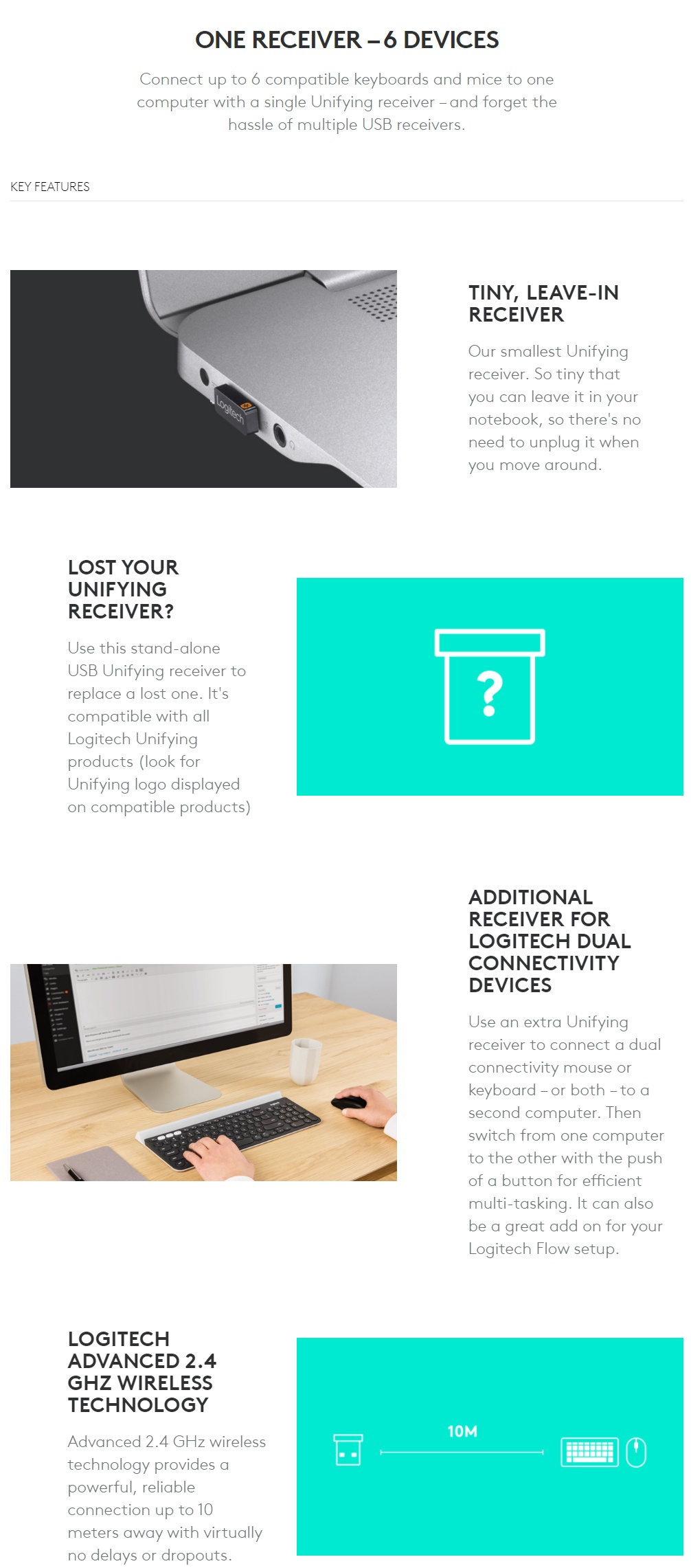 Logitech USB Unifying Receiver (910-005934) - Network Adapters ...