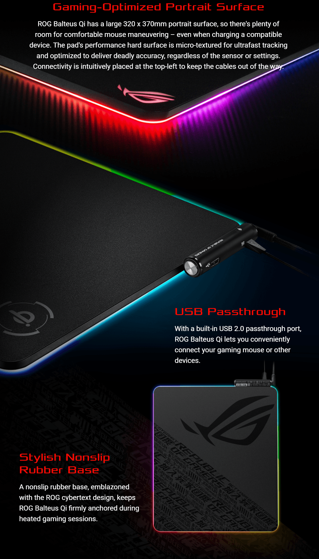 Asus ROG Balteus Qi Wireless Charging RGB Gaming Mousepad | ASUS ...
