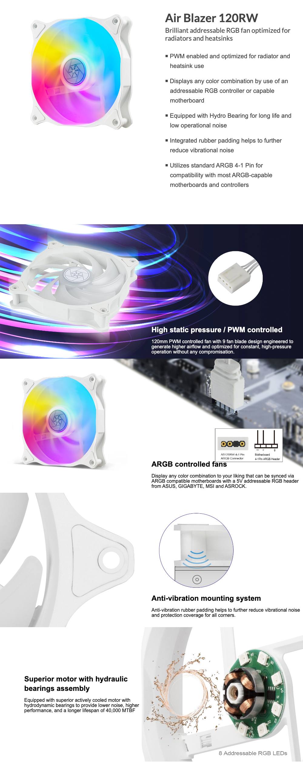 SilverStone Air Blazer 120R 120mm PWM Fan - White | Case Fans & LED ...