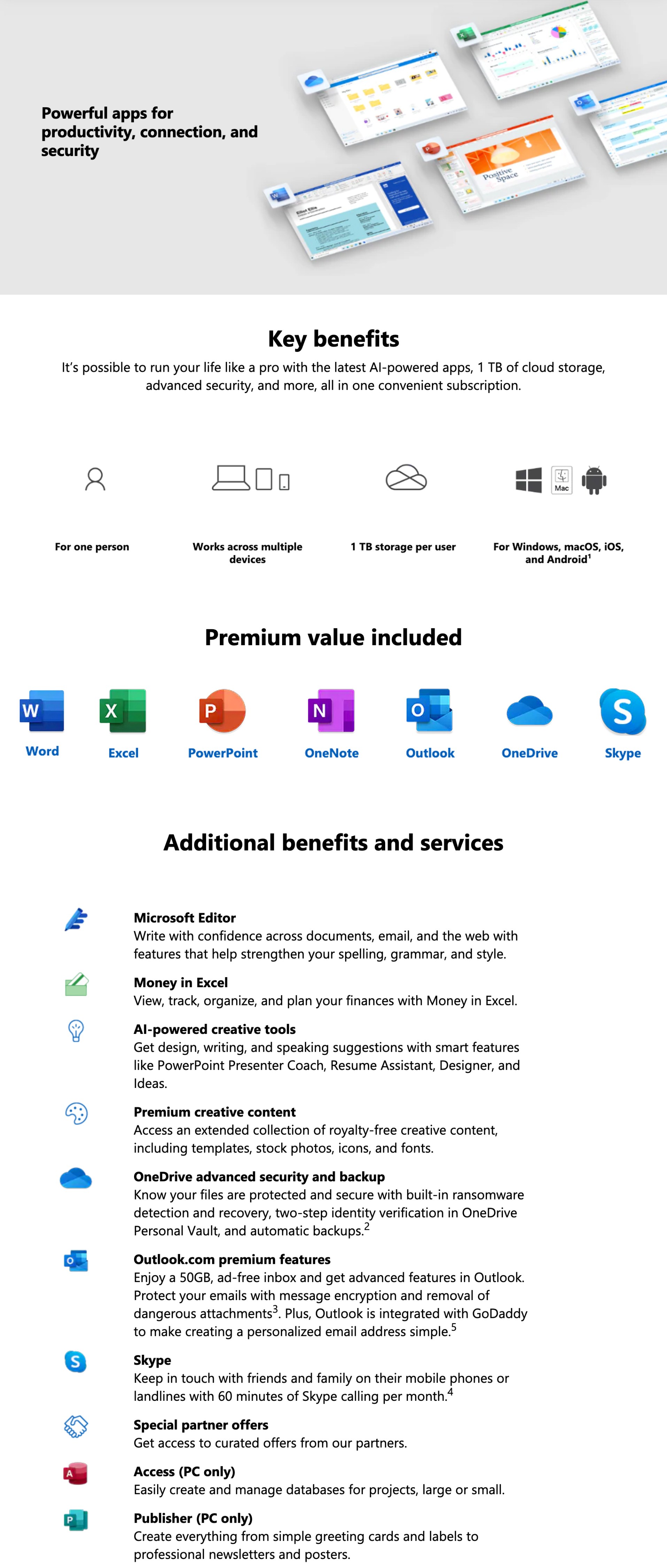 Microsoft 365 Personal 32/64 1 Year Subscription Product Key License ...