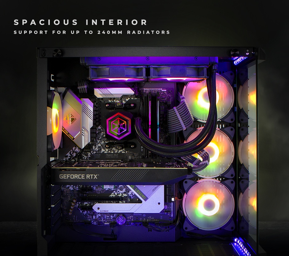 Karuza Elite Double TG Glasses with 4 RGB Fans Pandora ATX Gaming Case ...