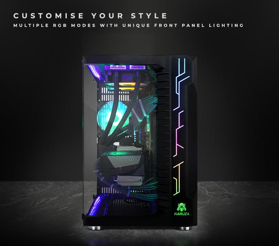 Karuza Elite Double TG Glasses with 4 RGB Fans Pandora ATX Gaming Case ...