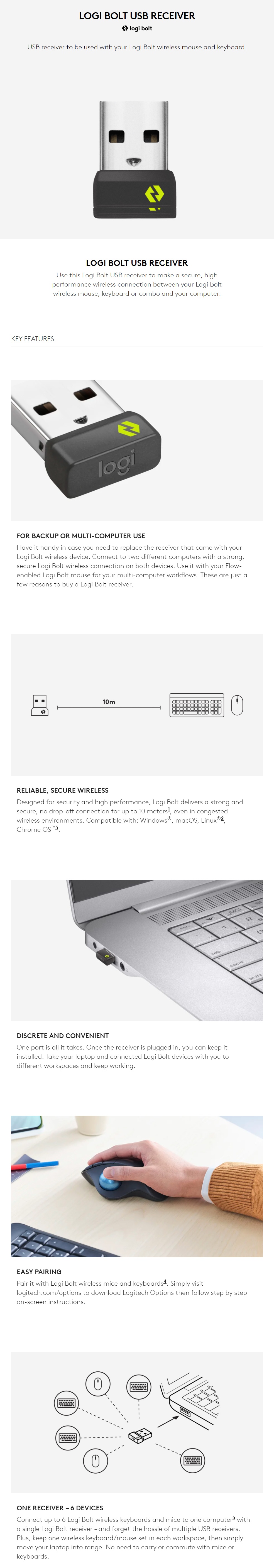 Logitech Bolt USB Receiver (956-000009) - Network Adapters | Logitech