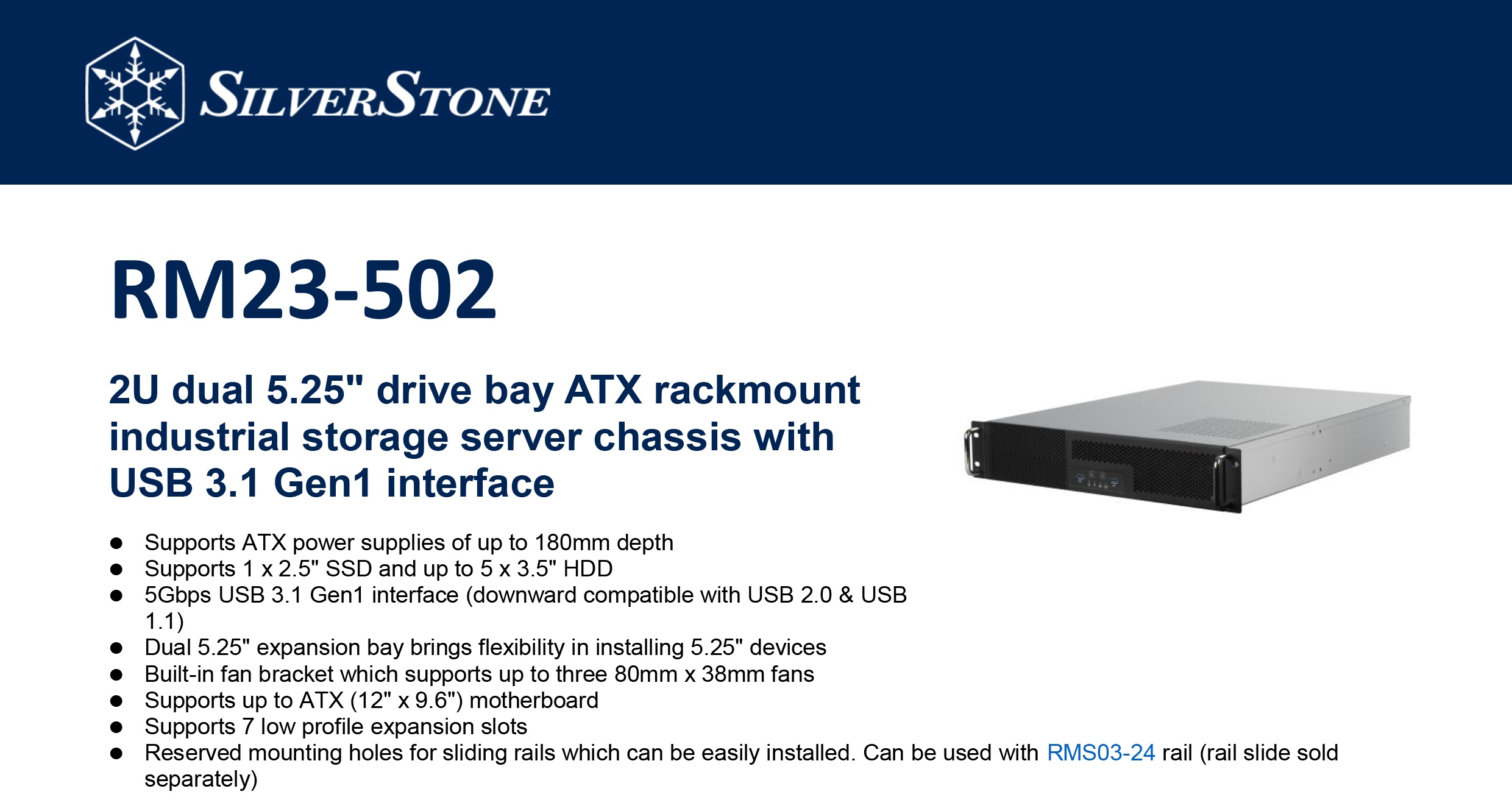 Silverstone RM23-502 2U Rackmount Server Case [SST-RM23-502]