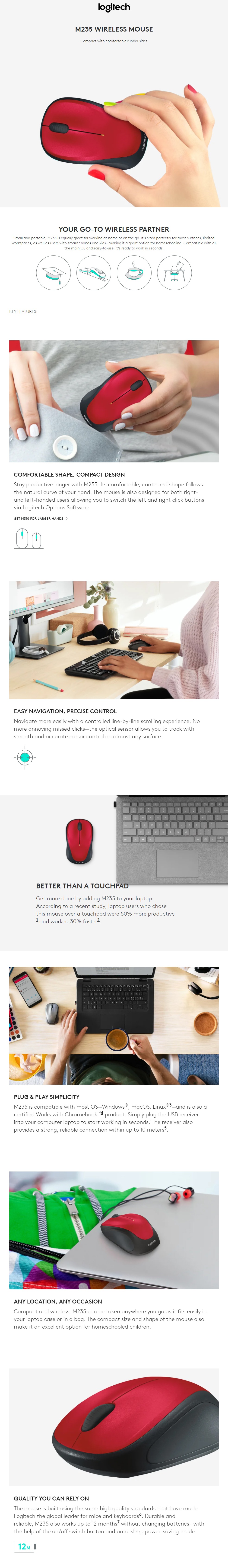 Logitech M235 Wireless Mouse Blue - Logitech Mice | SKU: 910-003392