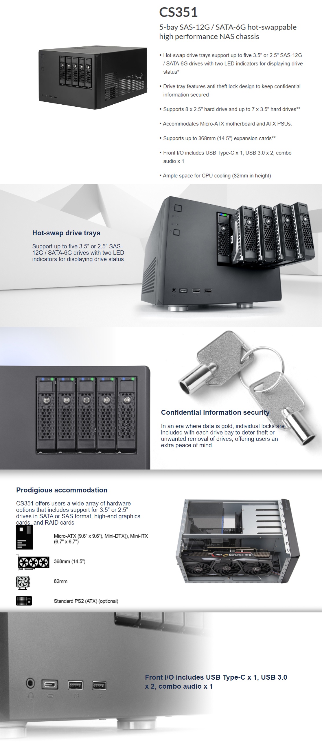 SilverStone CS351 5-bay Hot-swappable mATX NAS Case - SST-CS351 | No ...