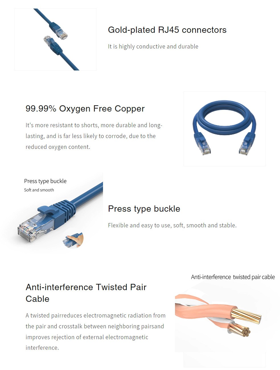 Cruxtec 15m Blue Cat6 Ethernet Cable - Network Cables | RC6-150-BL