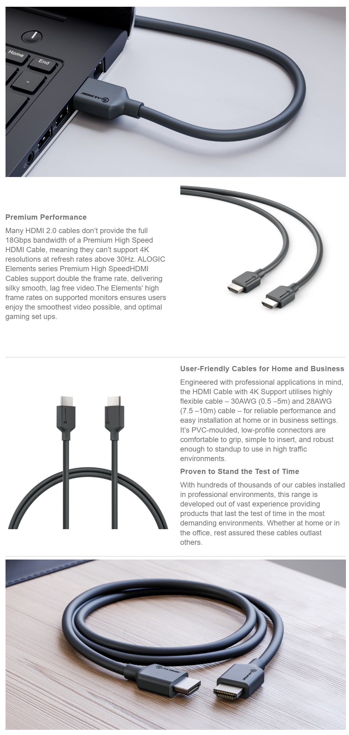 Alogic 2m HDMI Cable with 4K Support - Monitor Cables & Adapters | EL2HD-02