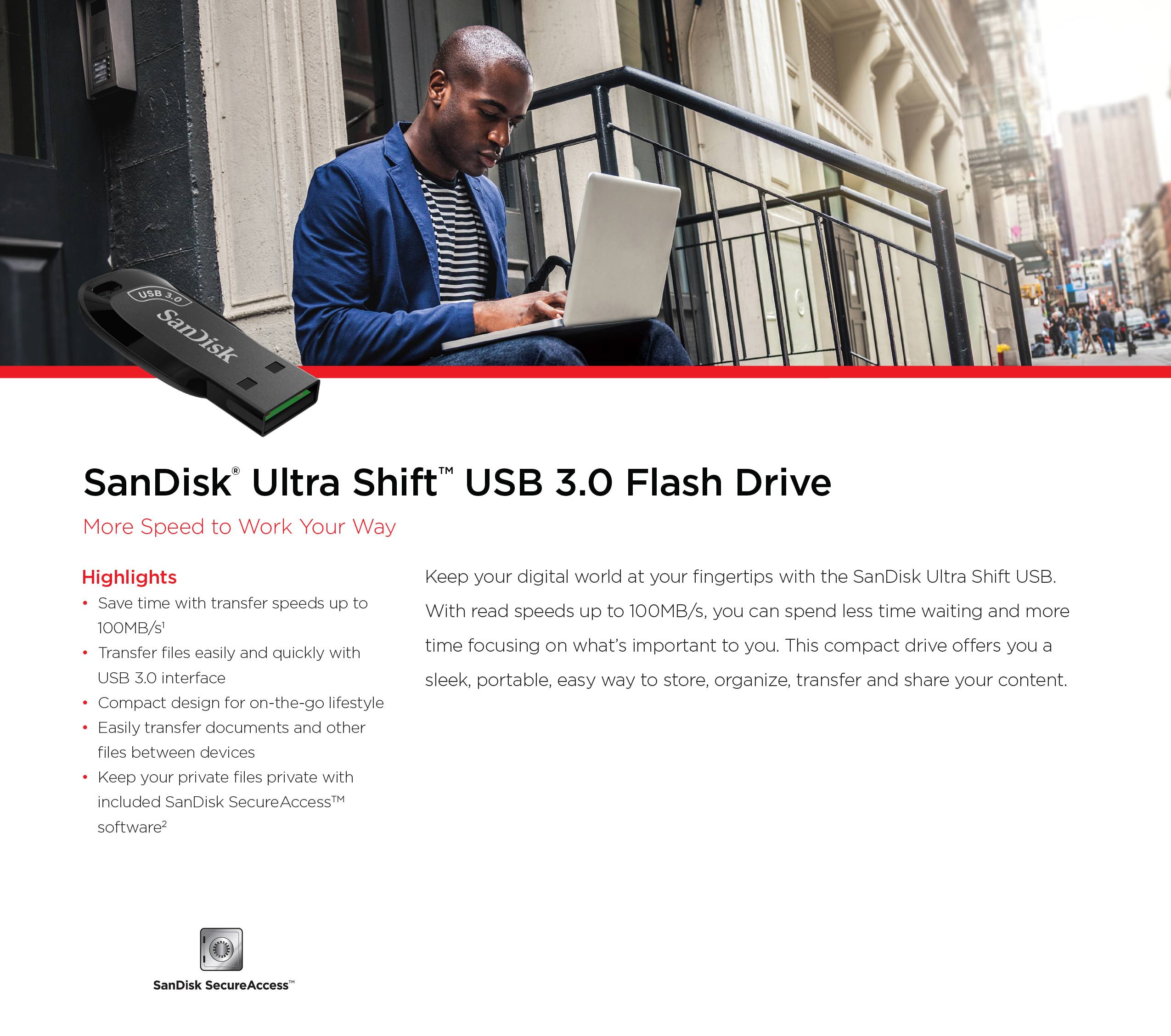 SanDisk Ultra Shift 256GB USB 3.0 Flash Drive - Sandisk USB Flash ...