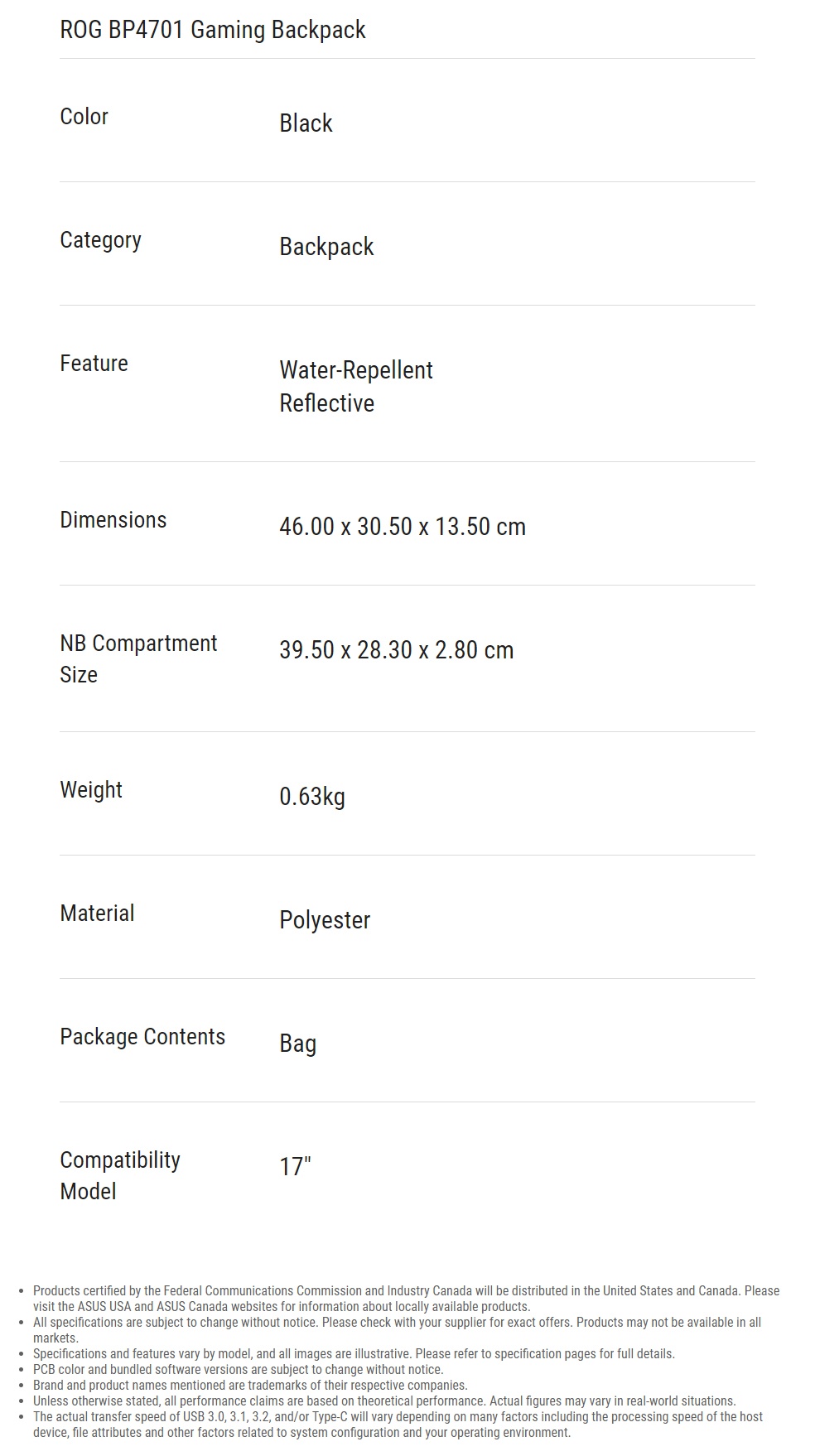 Asus ROG BP4701 Gaming Backpack | ASUS Laptop Bags & Sleeves | SKU ...