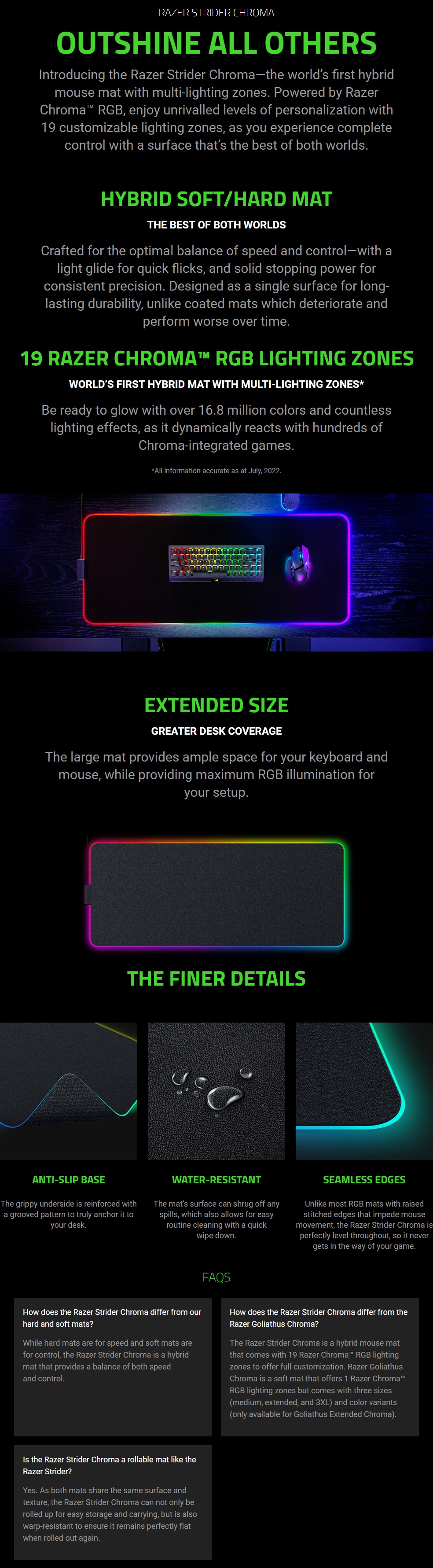 Razer Strider Chroma Hybrid Mouse Mat with Razer Chroma RGB (900*370mm ...
