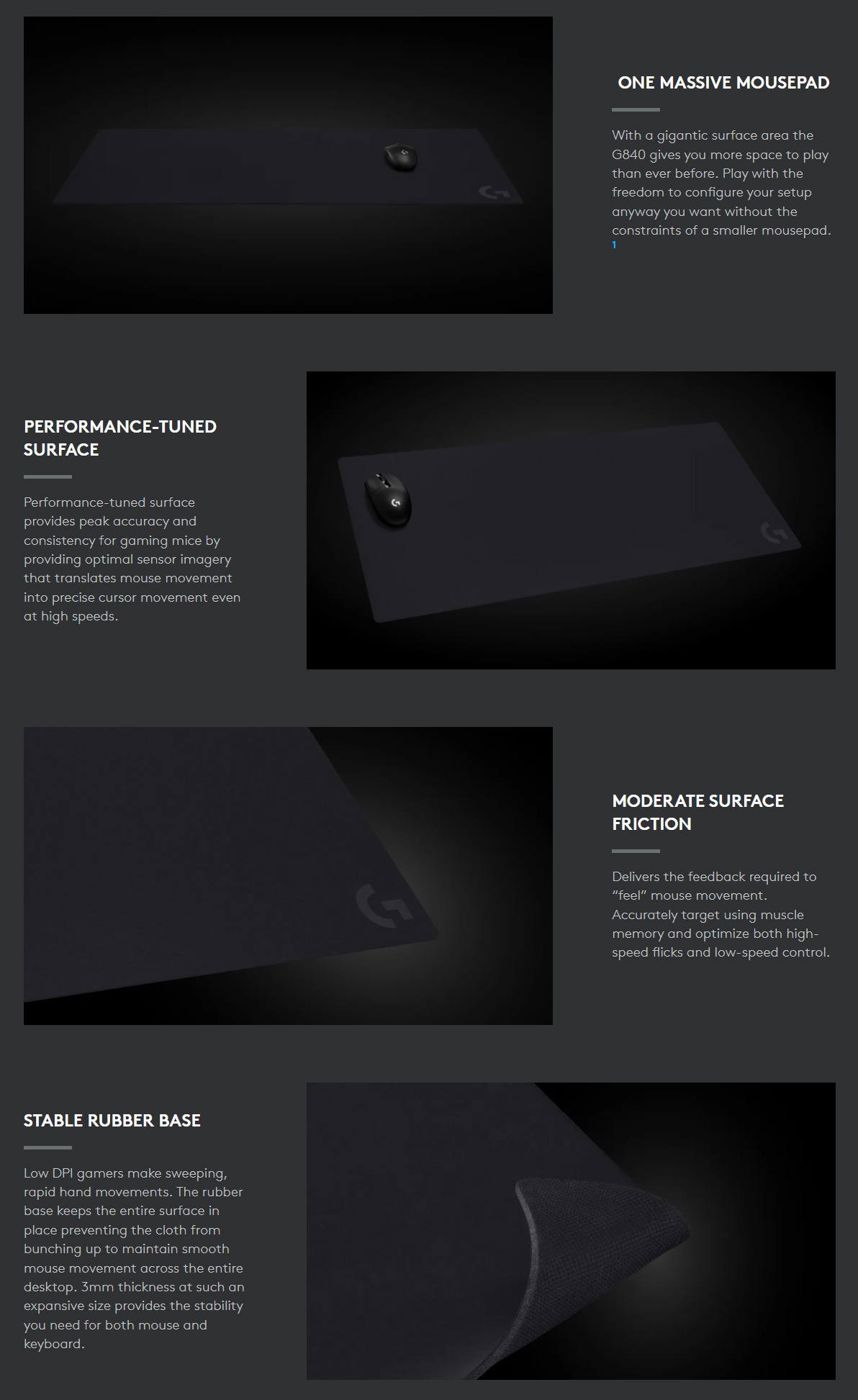 Logitech G840 XL Gaming Mouse Pad - Logitech Gaming Mousepads (943-000780)