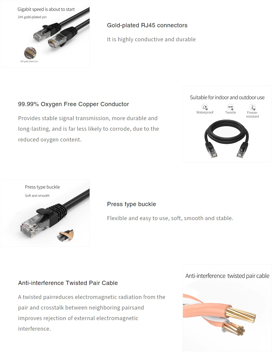 Cruxtec 30m CAT6 10GbE Ethernet Cable - Black | Network Cables | RC6-300-BK