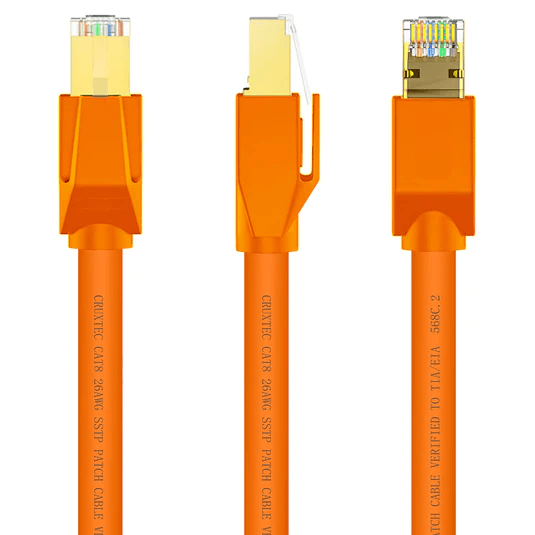 Cruxtec 30cm CAT8 40GbE SF/FTP Triple Shielding Ethernet Cable - Orange ...