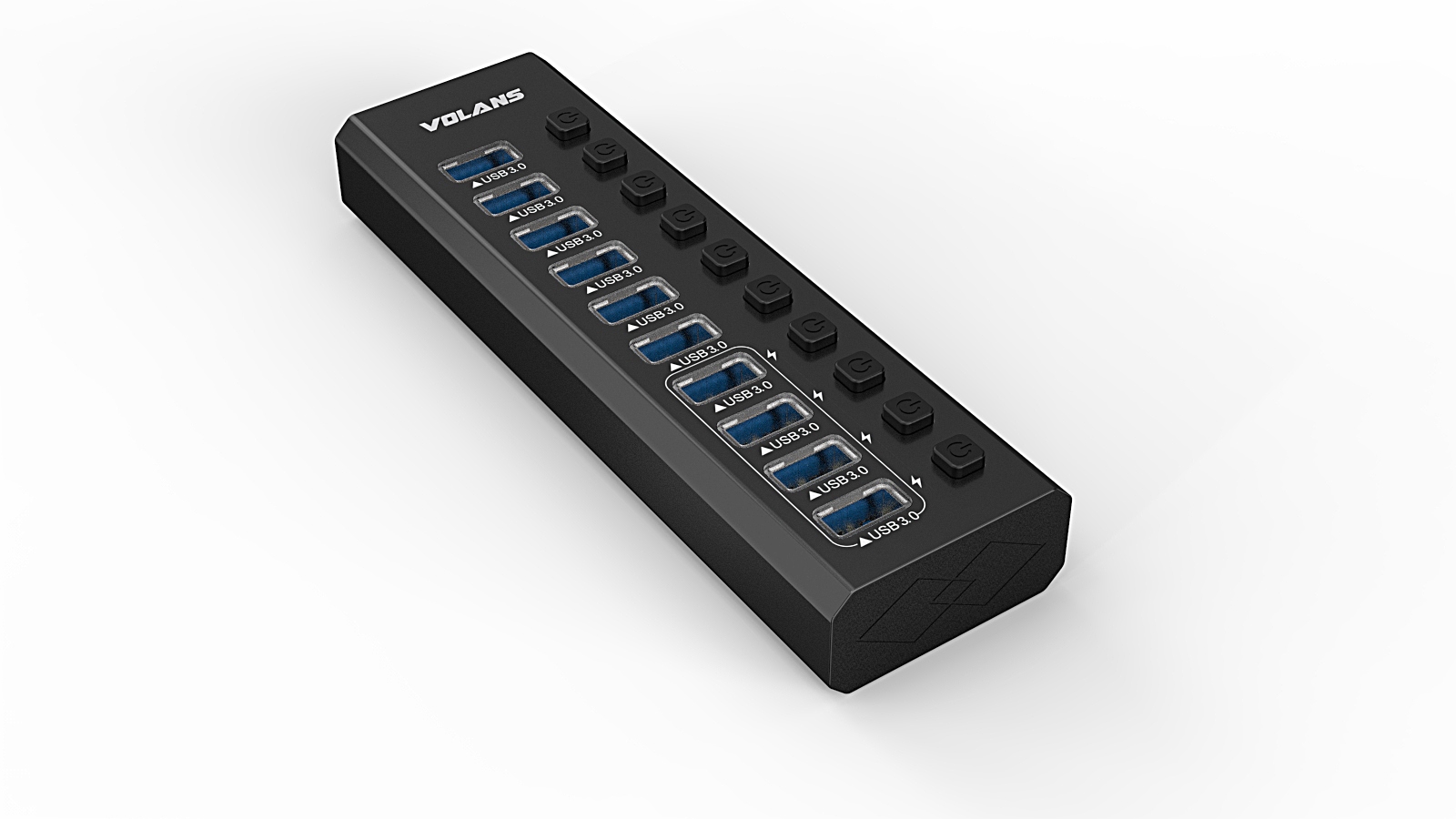 Volans VL-HB10S Aluminum 10 Ports USB3.0 HUB with Fast Charging Ports ...