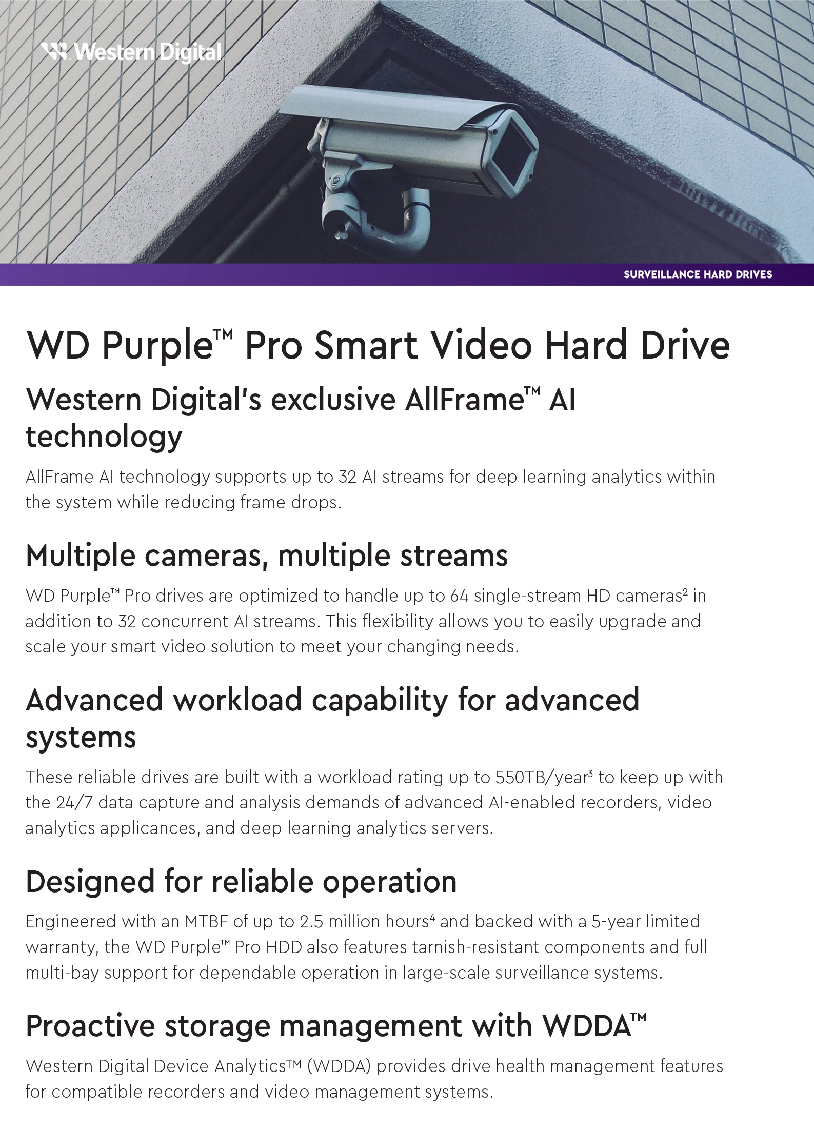 WD Purple Pro Smart 22TB 7200RPM 3.5" Surveillance HDD - Western ...