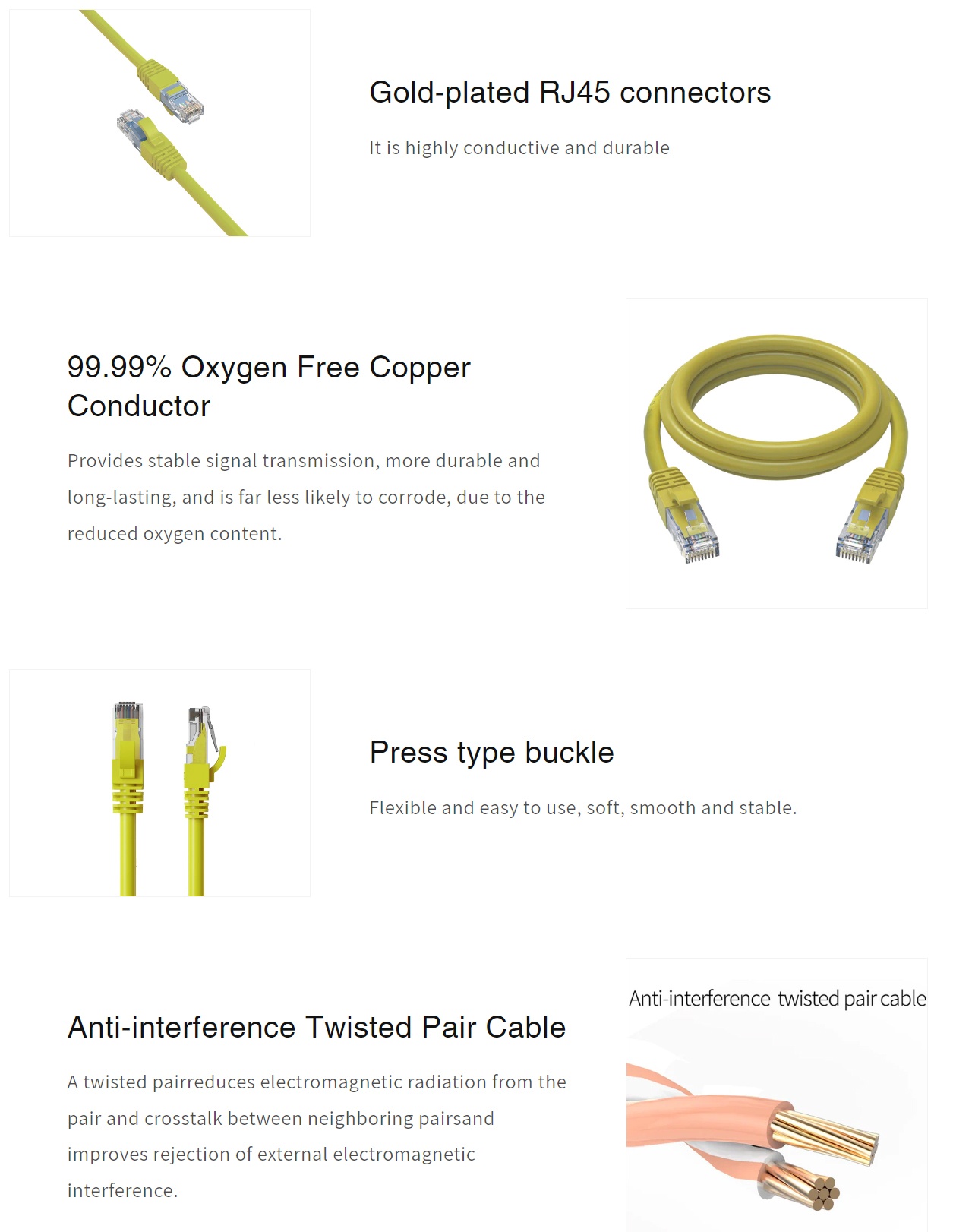 Cruxtec 3m Cat6 Ethernet Cable - Yellow | Network Cables | RC6-030-YE