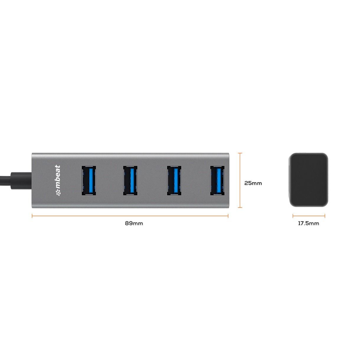 MBeat 4-Port USB 3.0 Hub with USB-C Converter - HDD Docking Bays & USB ...