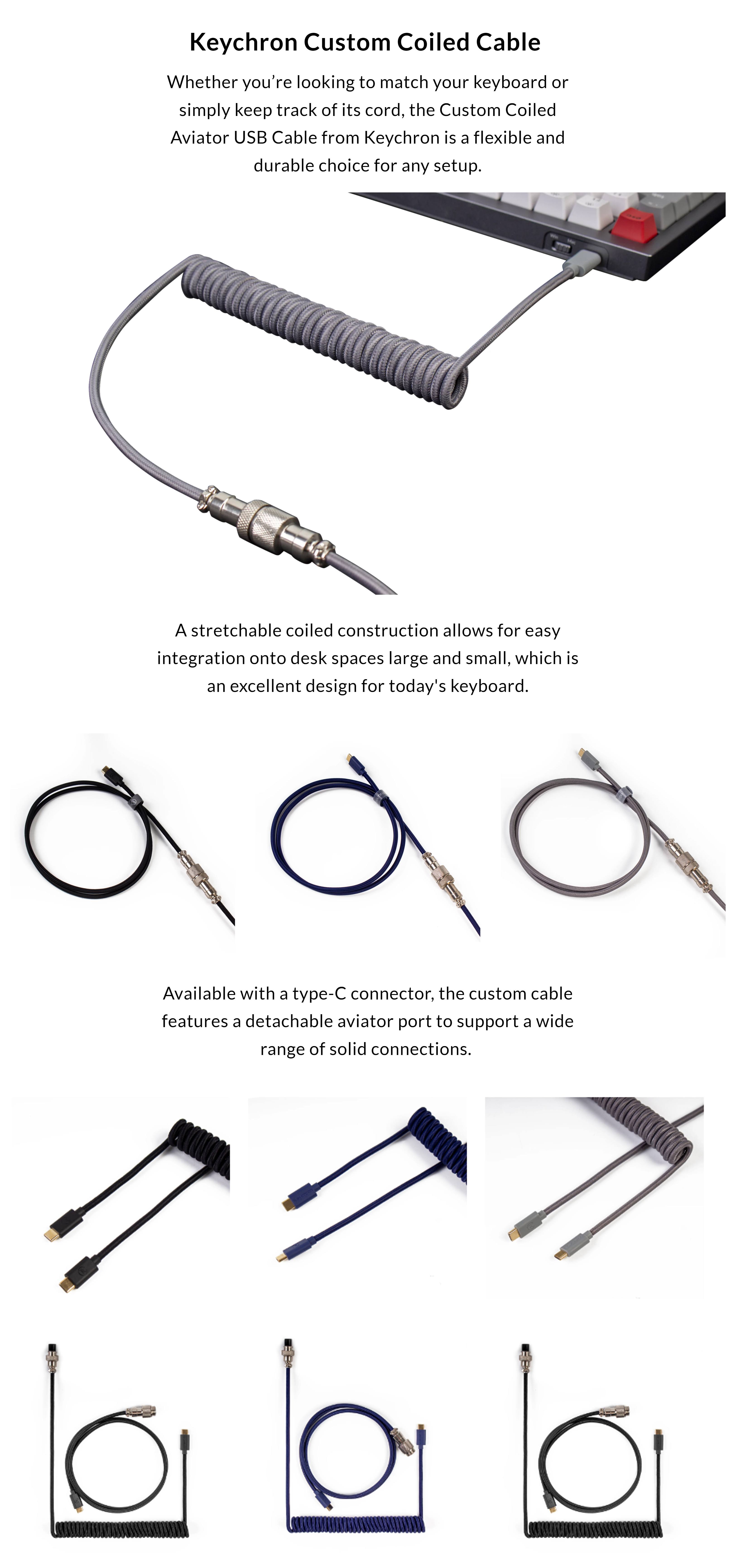 Keychron Custom Coiled Cable - Black | Gaming Keyboards | CABKCBLACK