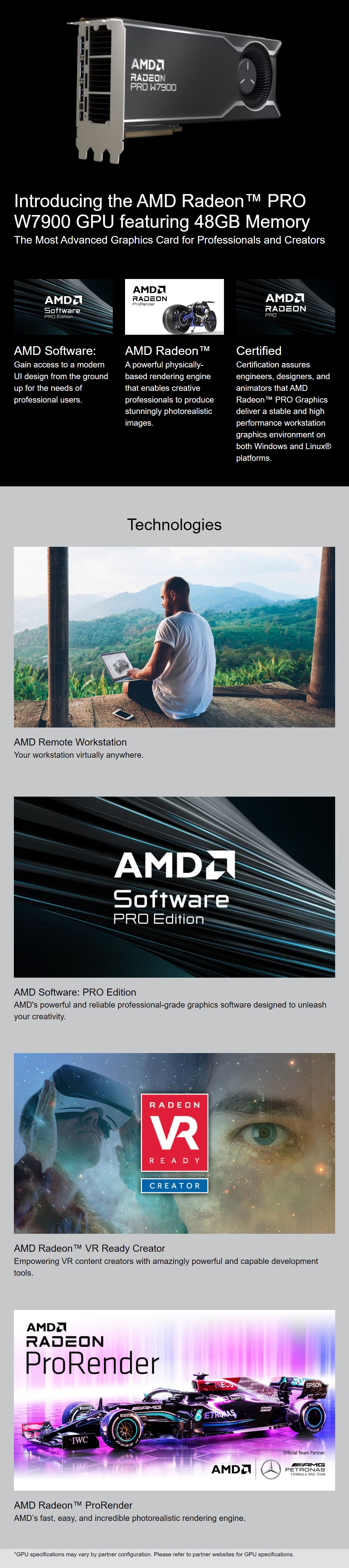 AMD Radeon PRO W7900 DDR6 48GB PCIe 4.0 Professional Graphics Card ...