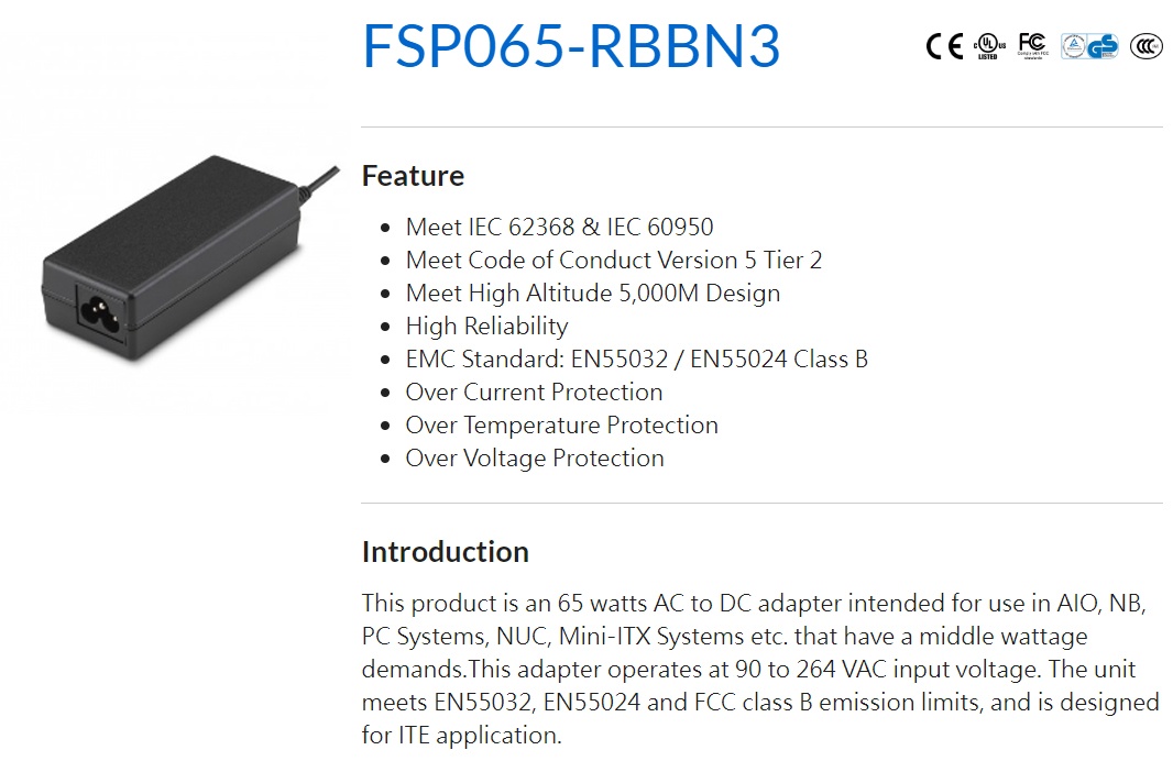 FSP 65W AC to DC Power Adapter with 9 Interchangable Tips - FSP Laptop ...