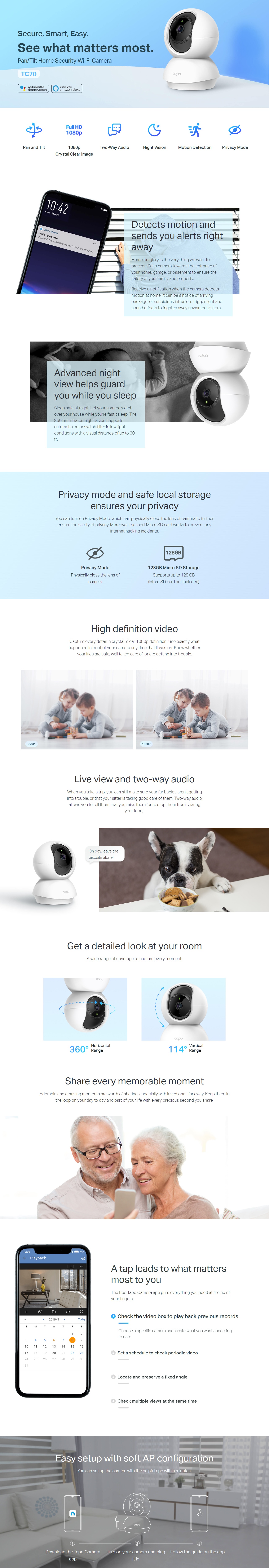 TP-Link TC70 1080p Pan/Tilt Home Security Wi-Fi Camera - Webcams & Cameras