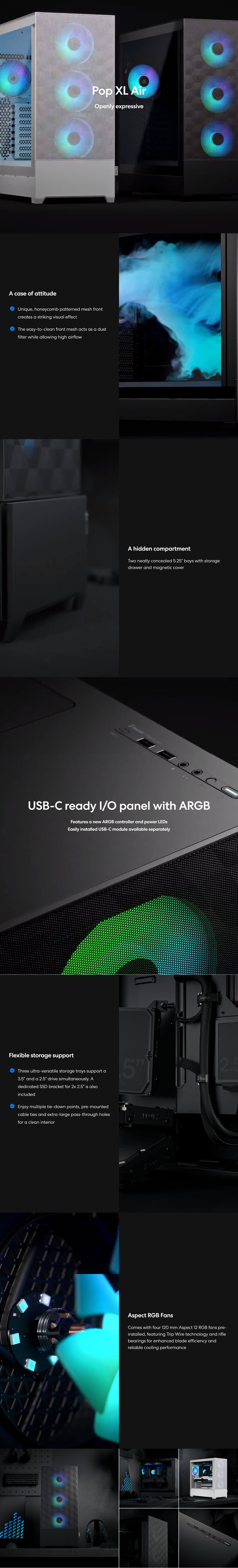 Fractal Design Pop XL Air Full-Tower Case - RGB Black TG Clear | FD-C ...