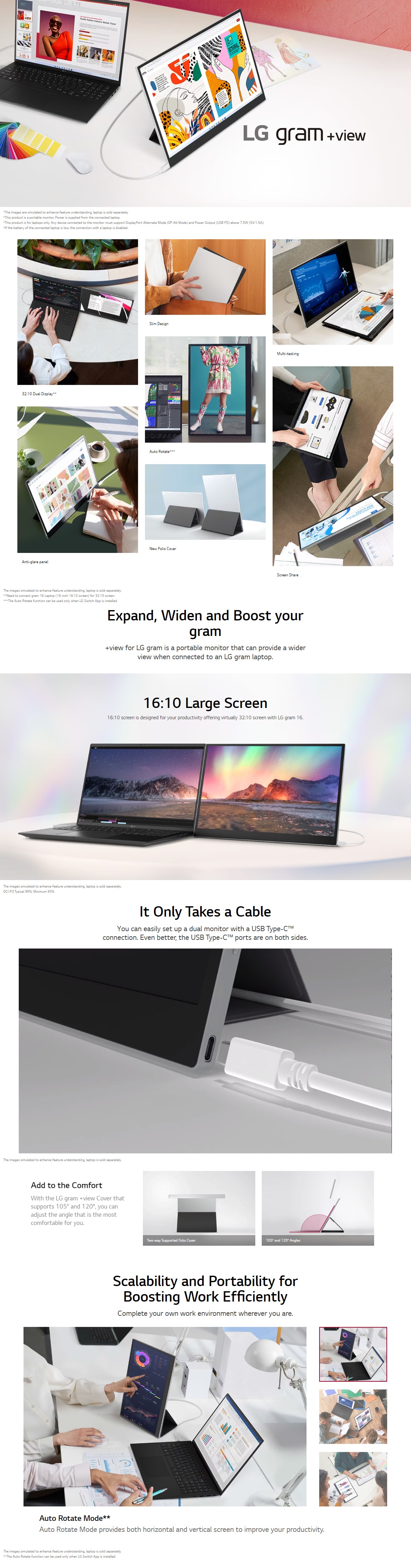 LG Gram +view 16" WQXGA IPS Type-C Portable Monitor | LG Monitors Australia