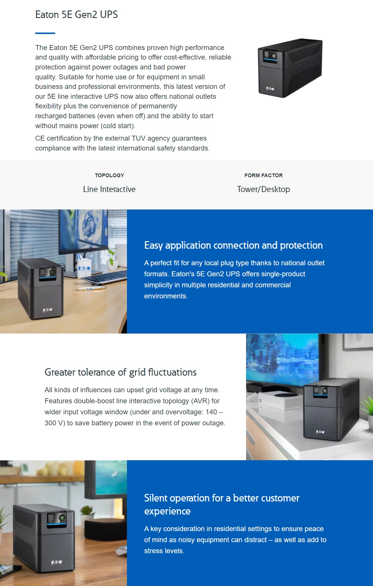 Eaton 5E900UIAU 5E Gen2 900VA/480W Line-Interactive Tower UPS - Fast ...