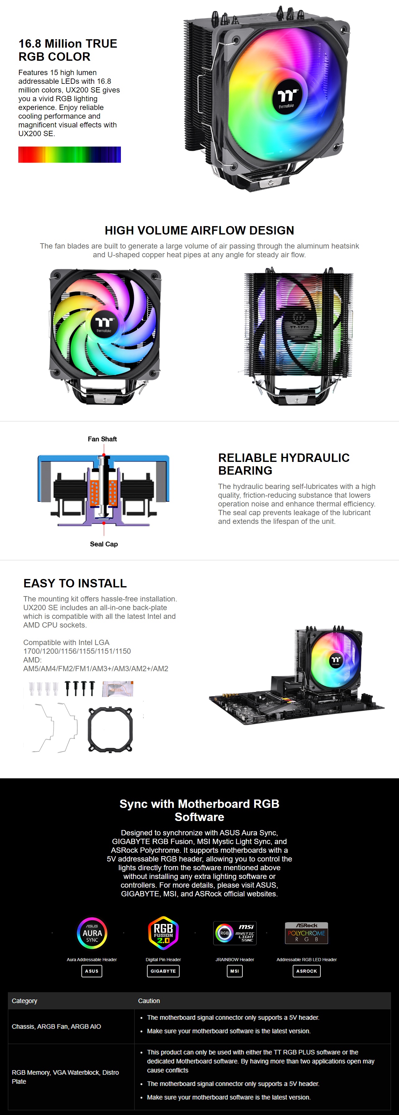 Thermaltake UX200 SE ARGB Lighting CPU Cooler | Air Coolers | Thermaltake