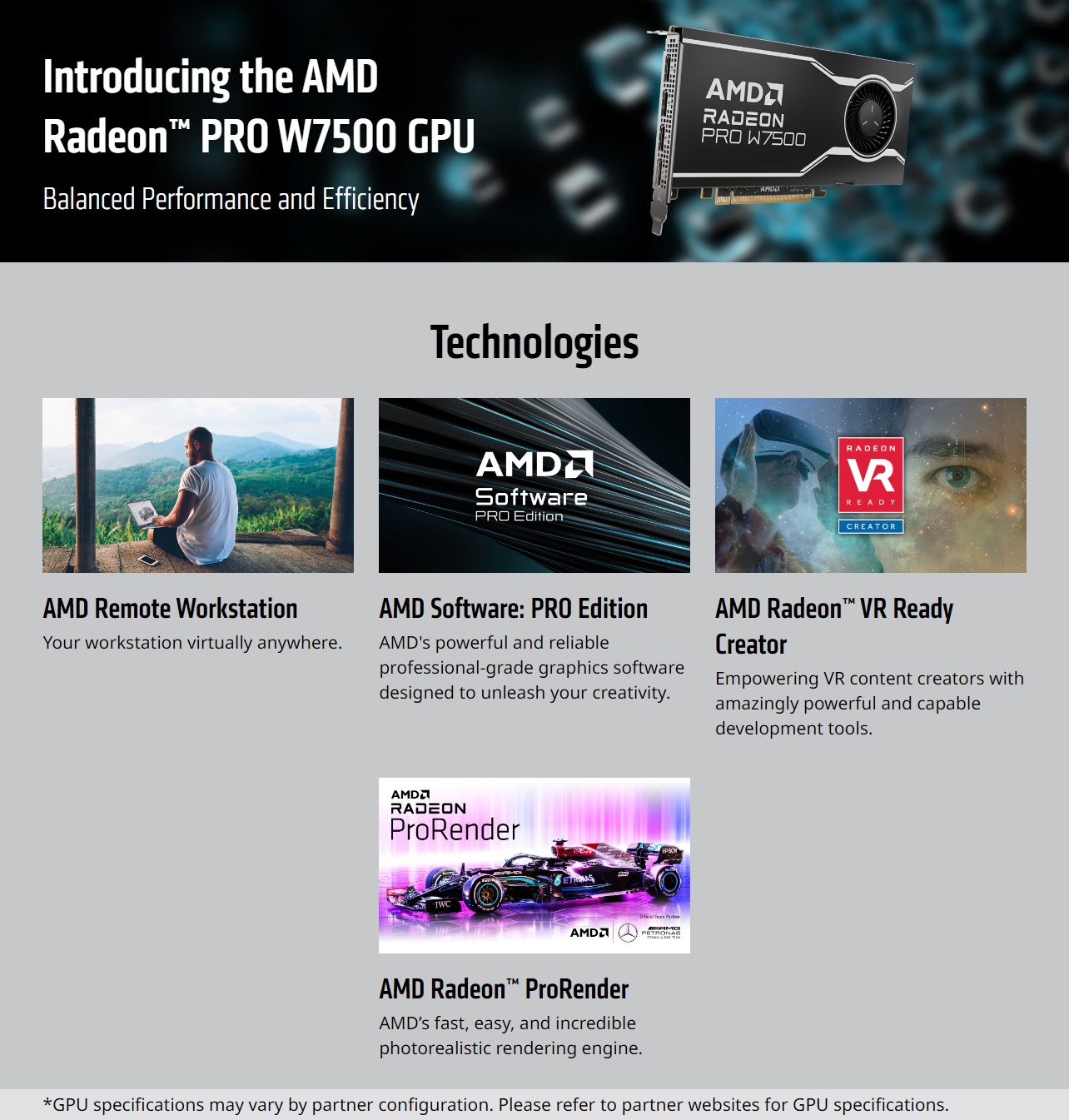 AMD Radeon PRO W7500 GDDR6 8GB PCIe 4.0 Graphics Card | AMD Graphics