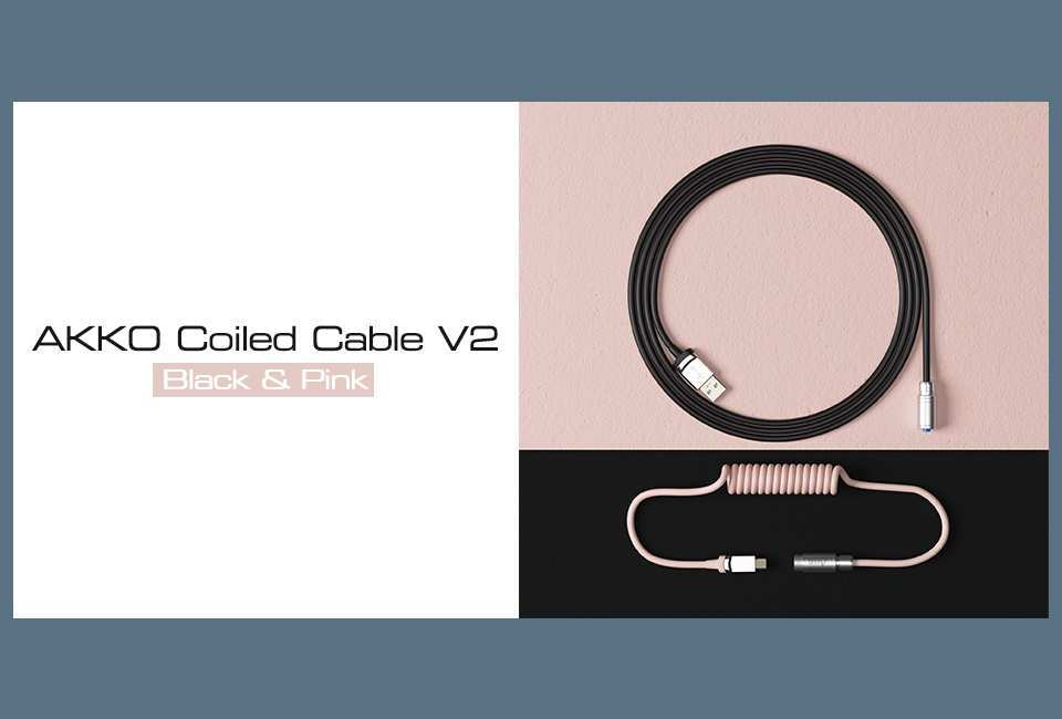 Akko Coiled Aviator Cable V2 Black & Pink | Keyboard Accessories ...