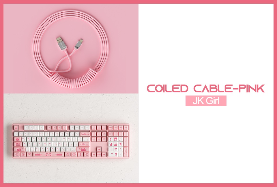 Akko Keyboard Coiled Cable Pink | Keyboard Accessories | 6925758615266