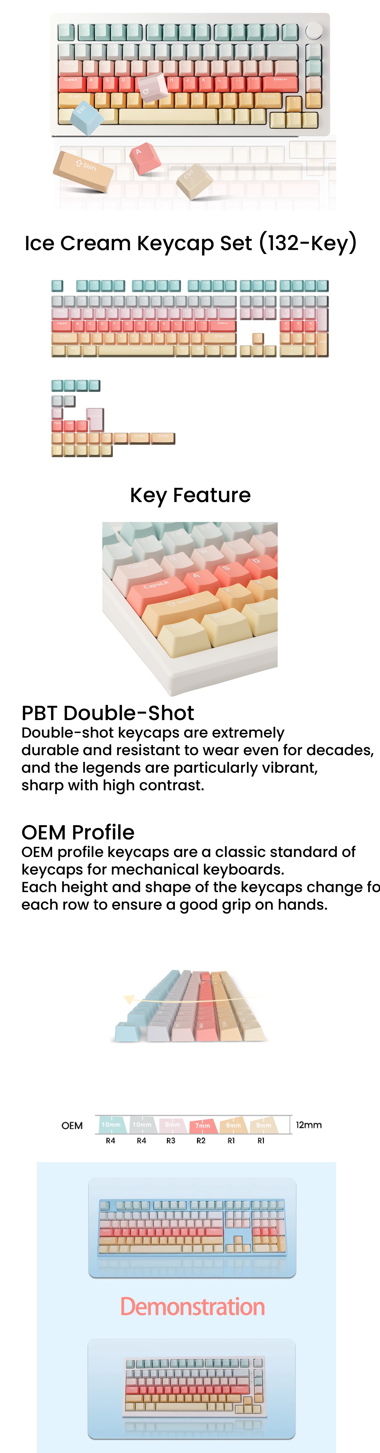Akko Ice Cream Keycap Set (132-Key) - Premium Keyboard Accessories