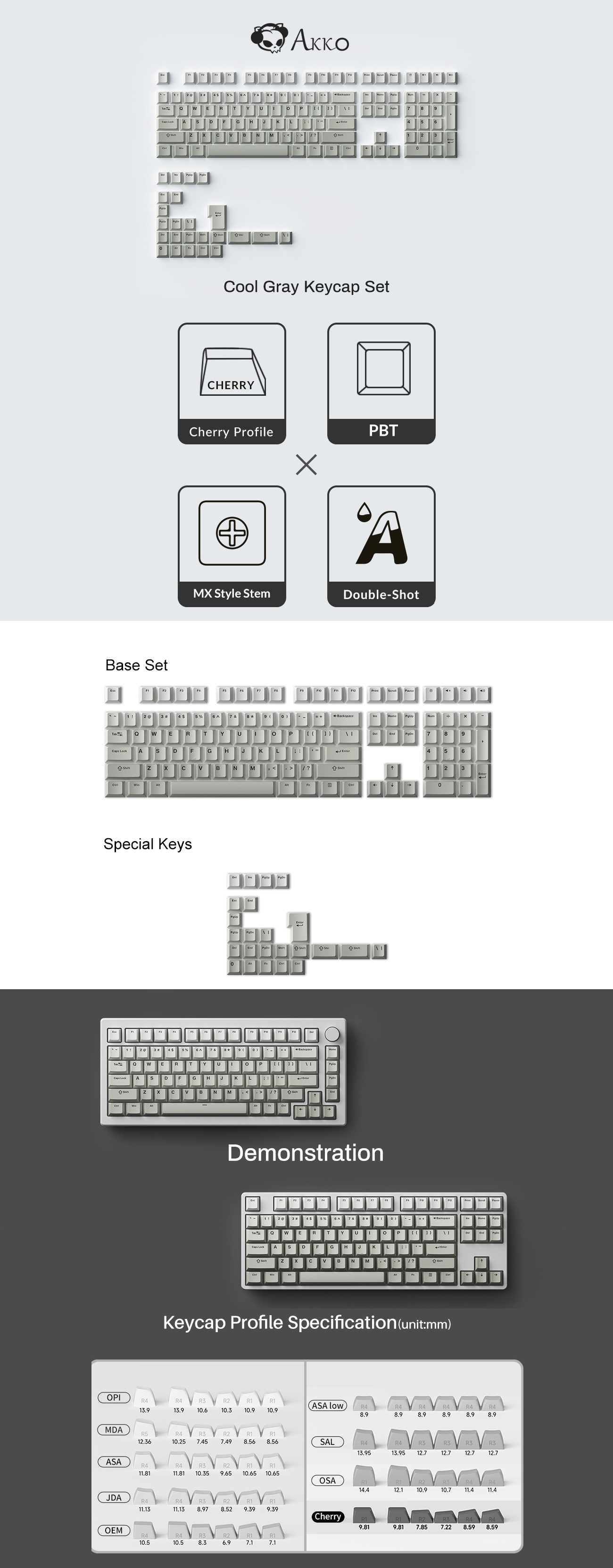 Akko Cool Gray Keycap Set (132-Key) | Keyboard Accessories | Fast ...