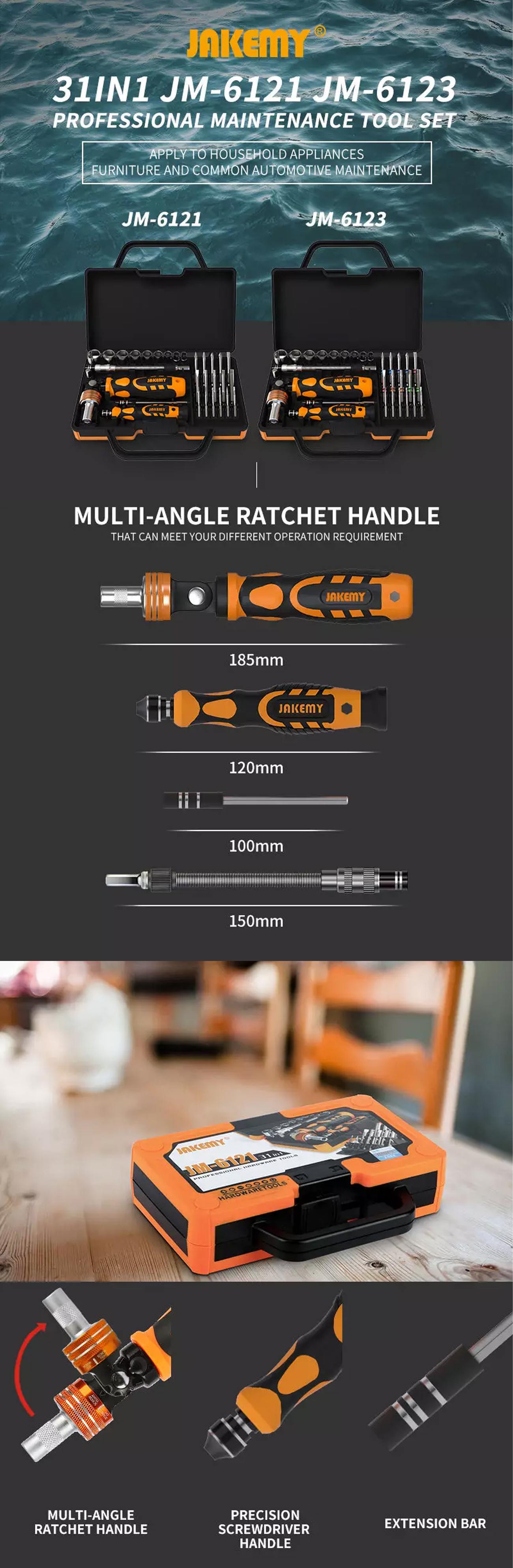 Jakemy 31-in-1 Color Ring Screwdriver Set Hand Tool Set - JM-6123 | Tools