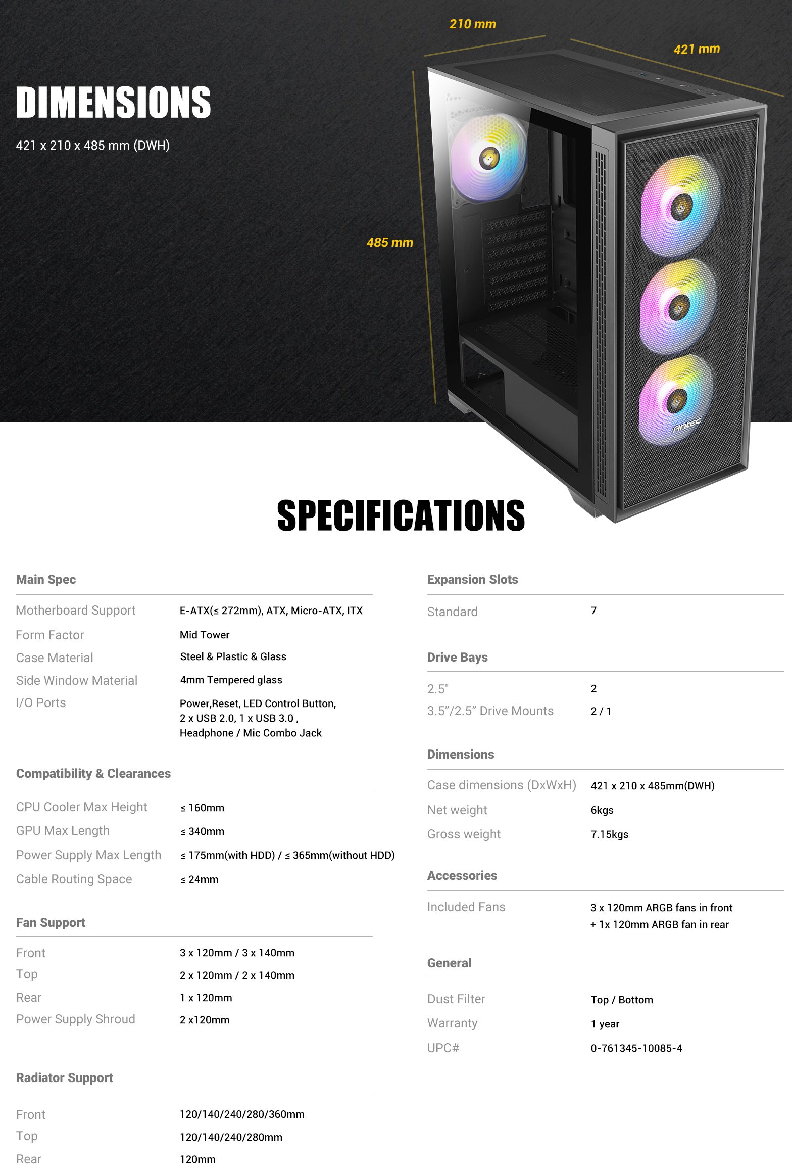 Antec AX81 ELITE Tempered Glass Mid-Tower Gaming Case | Buy Now