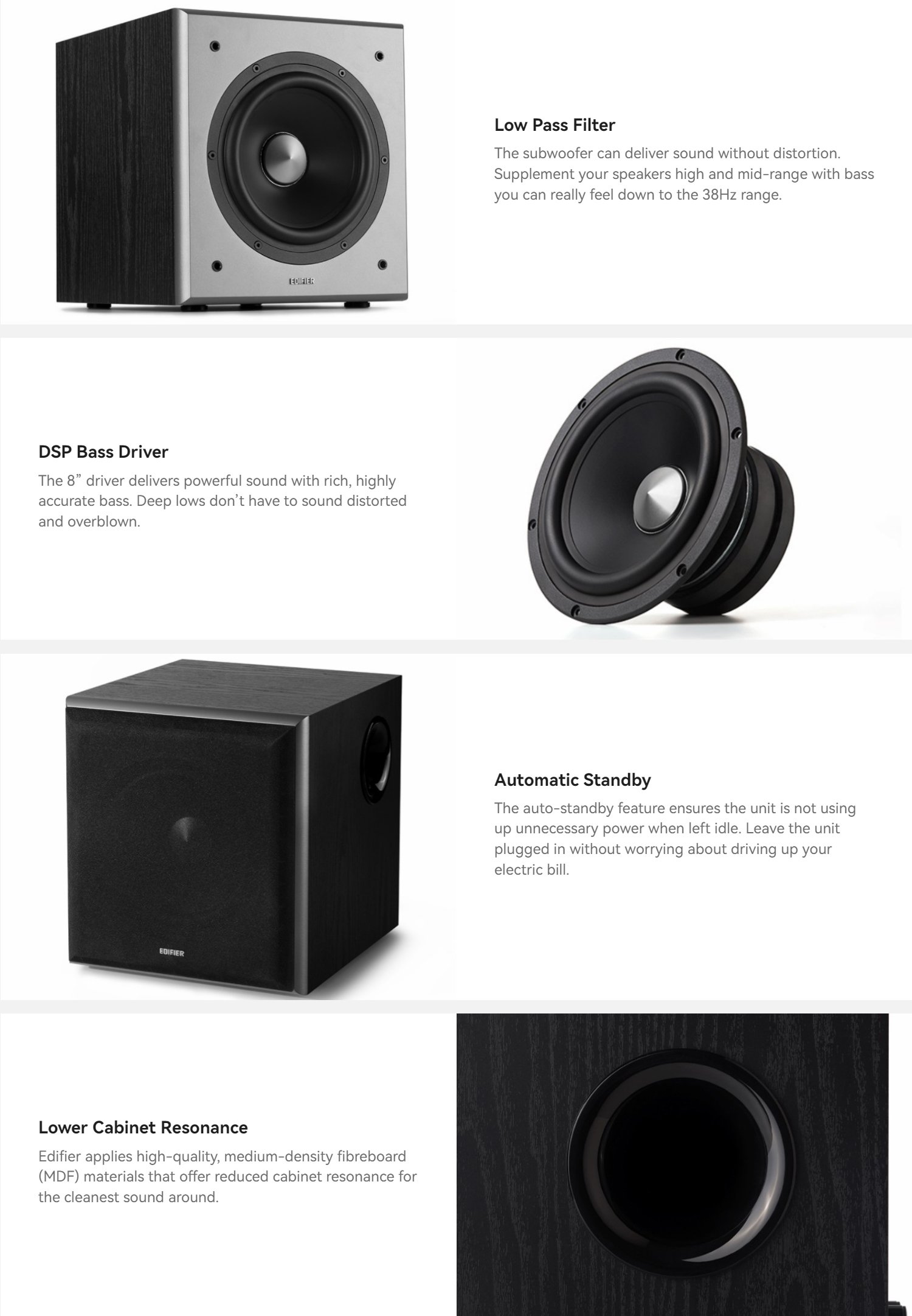 Edifier T5 Powered Active 8" 70W RCA Subwoofer - Black | Speakers