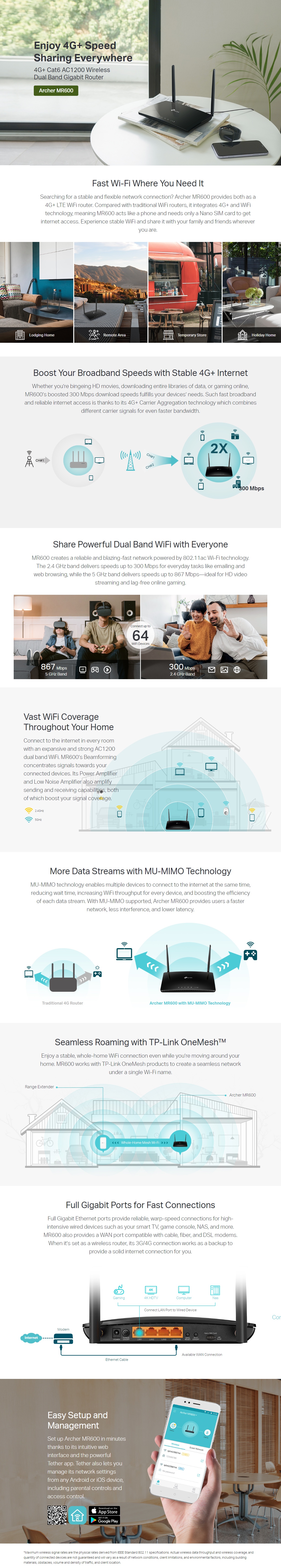 TP-Link Archer MR600 4G+ Cat6 AC1200 Wireless Dual Band Gigabit Router ...