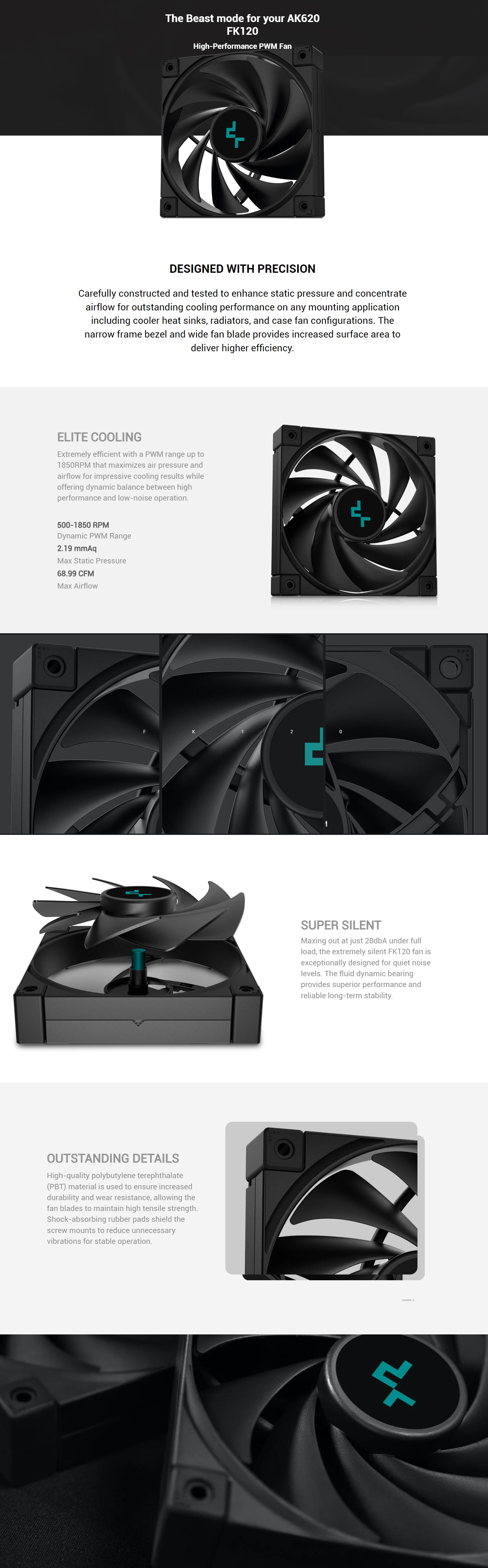 DeepCool FK120 High-Performance 120mm PWM Fan - Black | Case Fans & LED ...