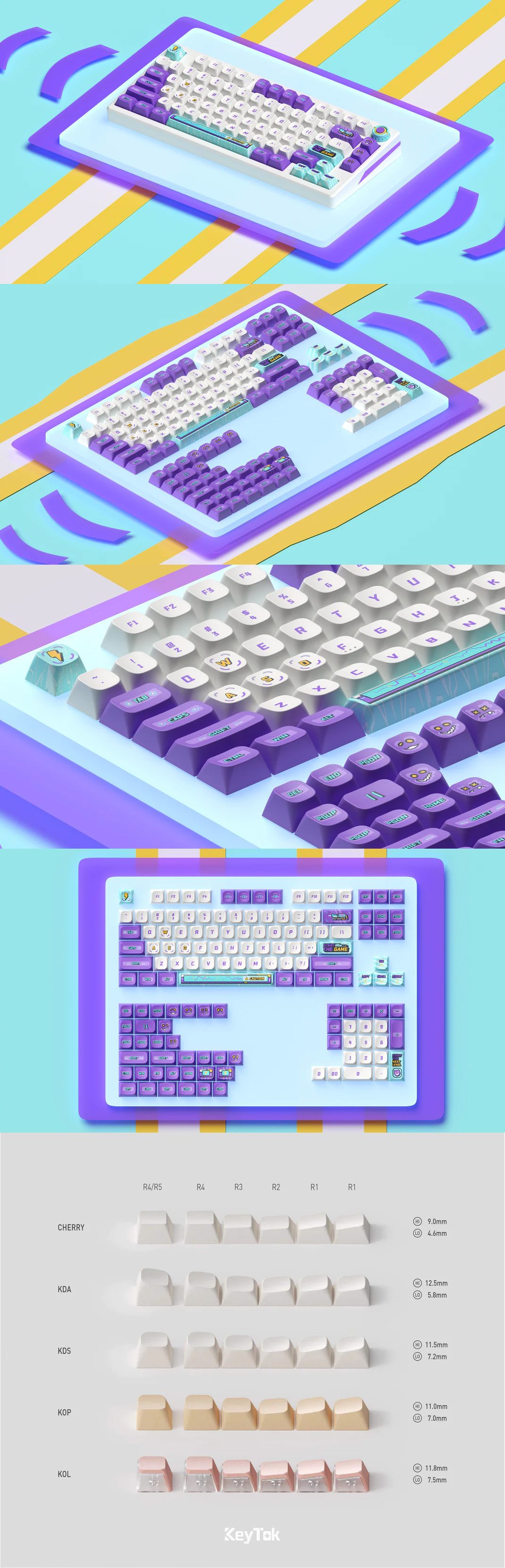 Keytok KDS Arcade-ia Dye-Sub PBT Keycaps (142-Key) | Keyboard Accessories