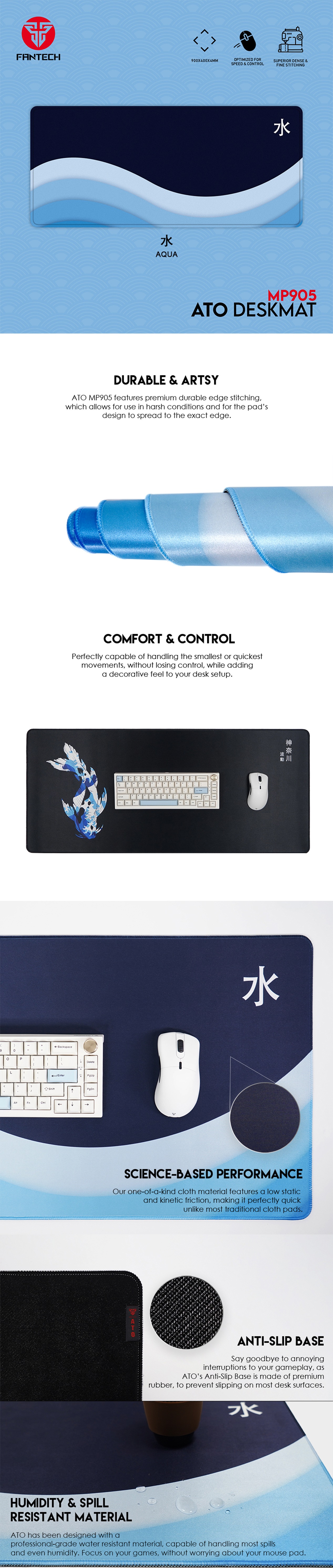 Fantech ATO MP905 Computer Desk Mouse Pad (900 x 400mm) - Aqua | Fast ...