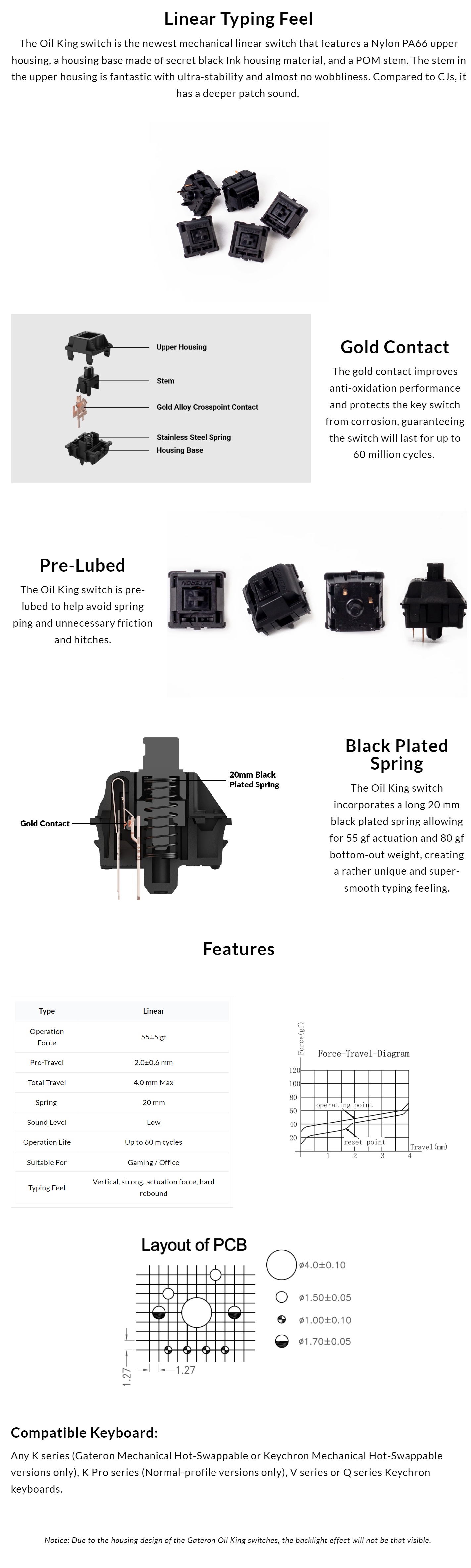 Keychron Gateron Oil King Switch (110 pcs) | Keyboard Accessories ...