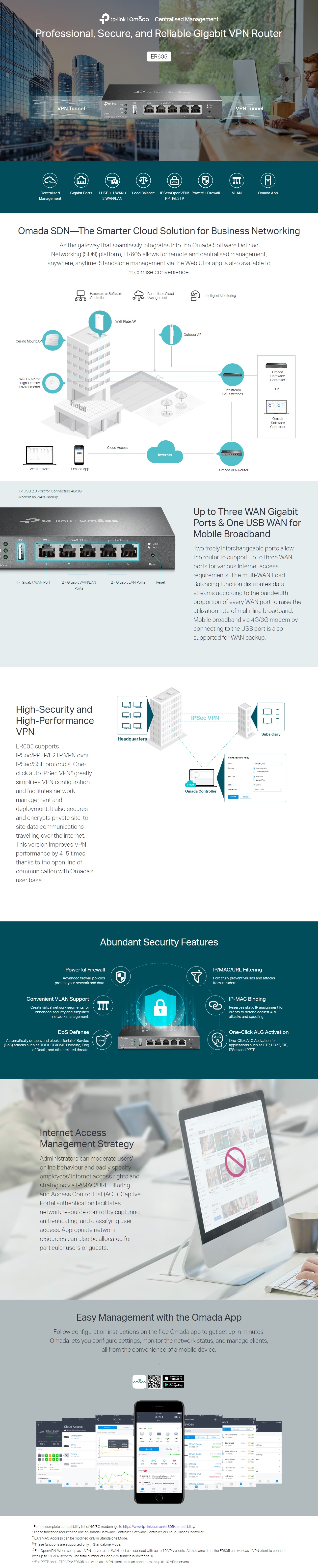 TP-Link ER605 Omada Gigabit VPN Router | Routers & Modems