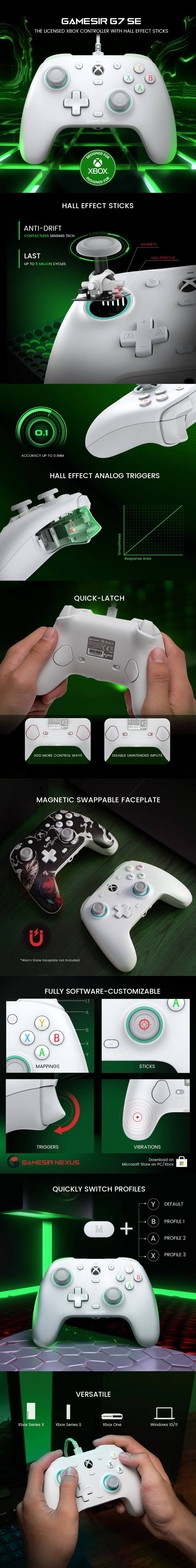 GameSir G7 SE Wired Controller with Hall Effect Sticks - White | Gaming ...