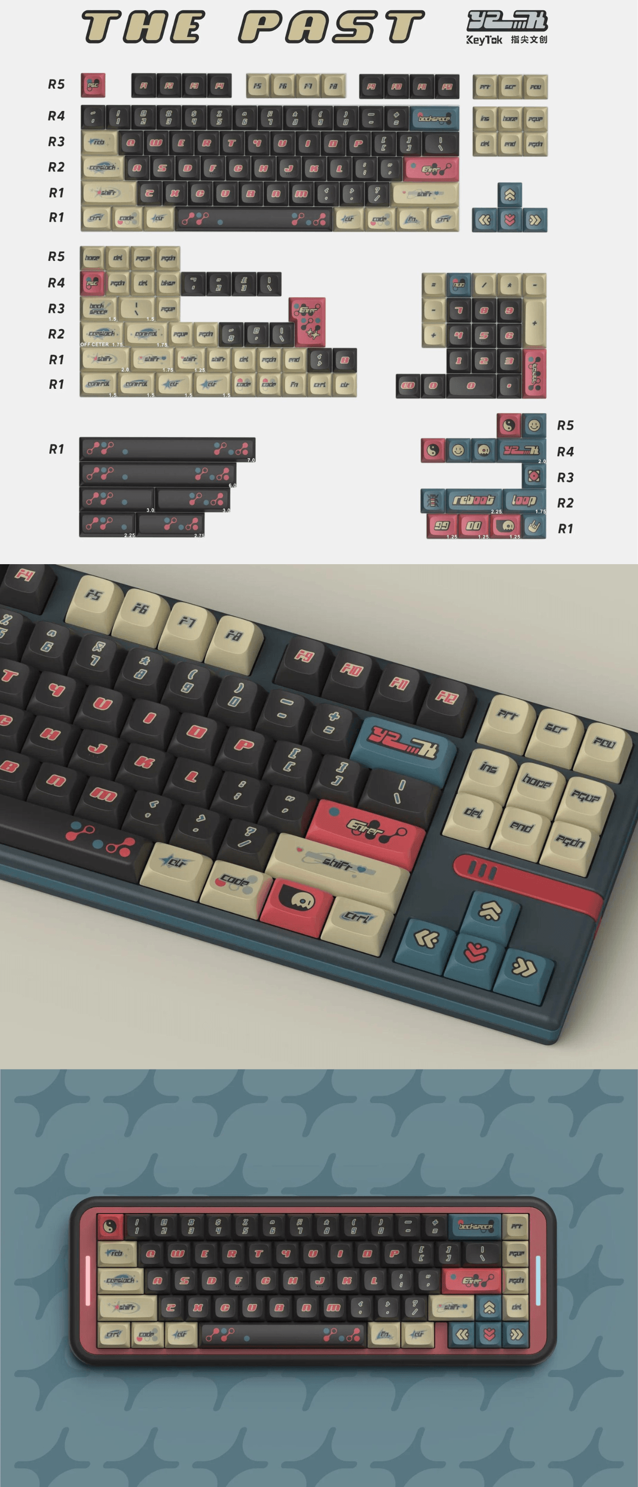 Keytok KDA Y2K Dye-Sub PBT Keycaps - The Past (170-Key) | Keyboard ...