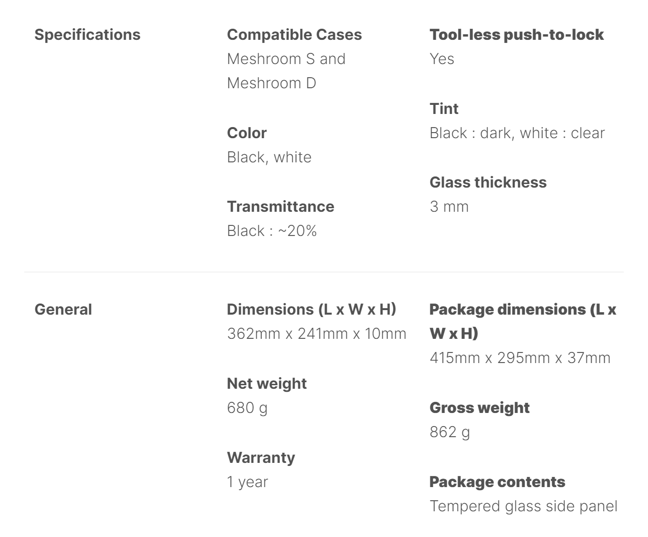 SSUPD Meshroom Tempered Glass Side Panel - White | Case Accessories