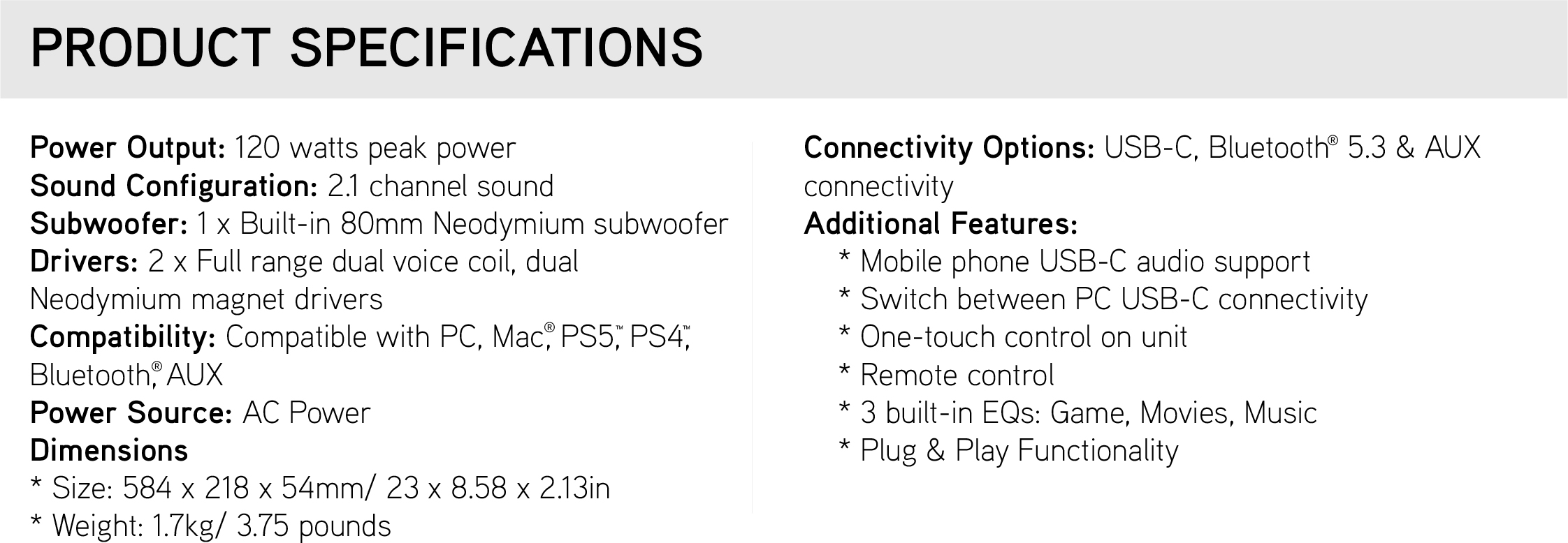 BlueAnt Soundblade USB-C & Bluetooth Monitor Soundbar - Charcoal | Fast ...